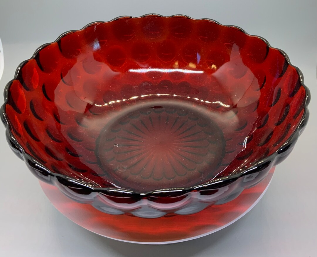 Anchor Hocking Bubble Glass Ruby Red Salad Bowl - Etsy