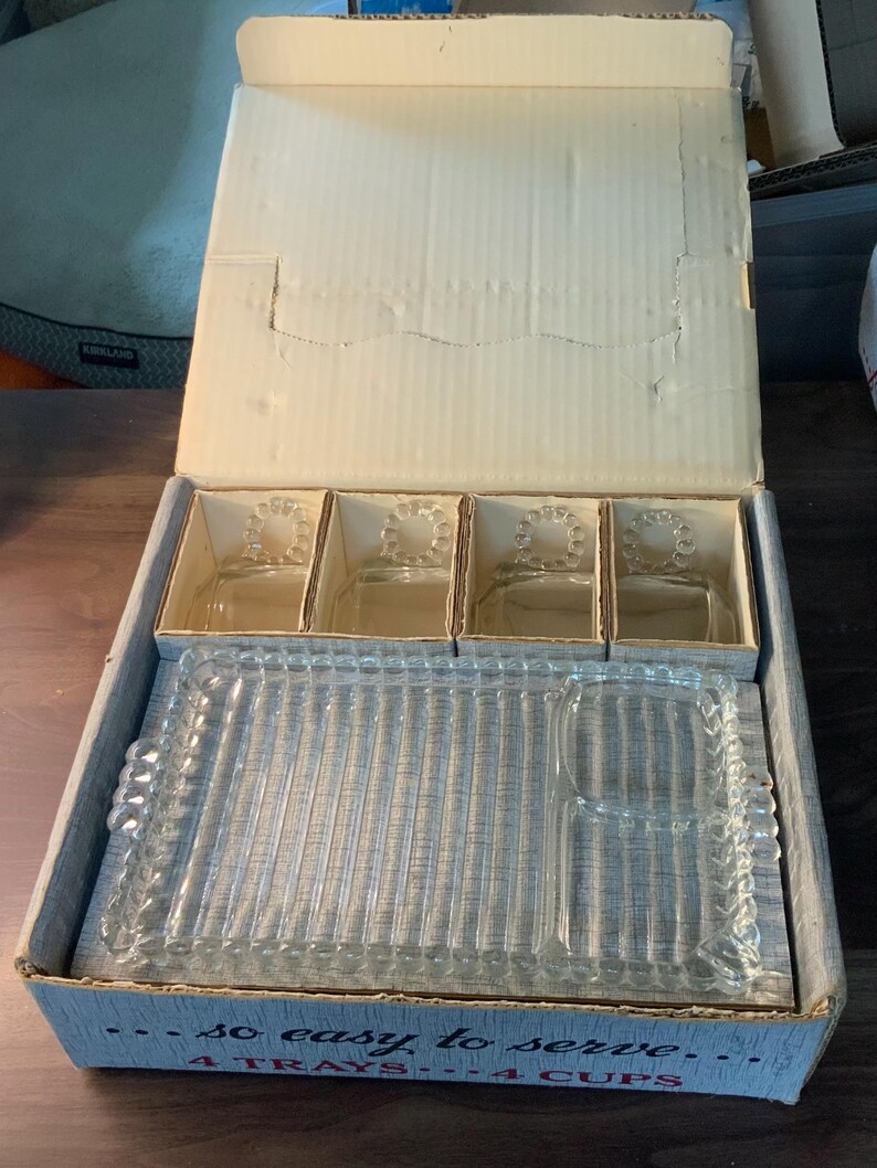Vintage Hazel Atlas Snack Set, Ball and Rib Glass, Sip N Smoke - Etsy