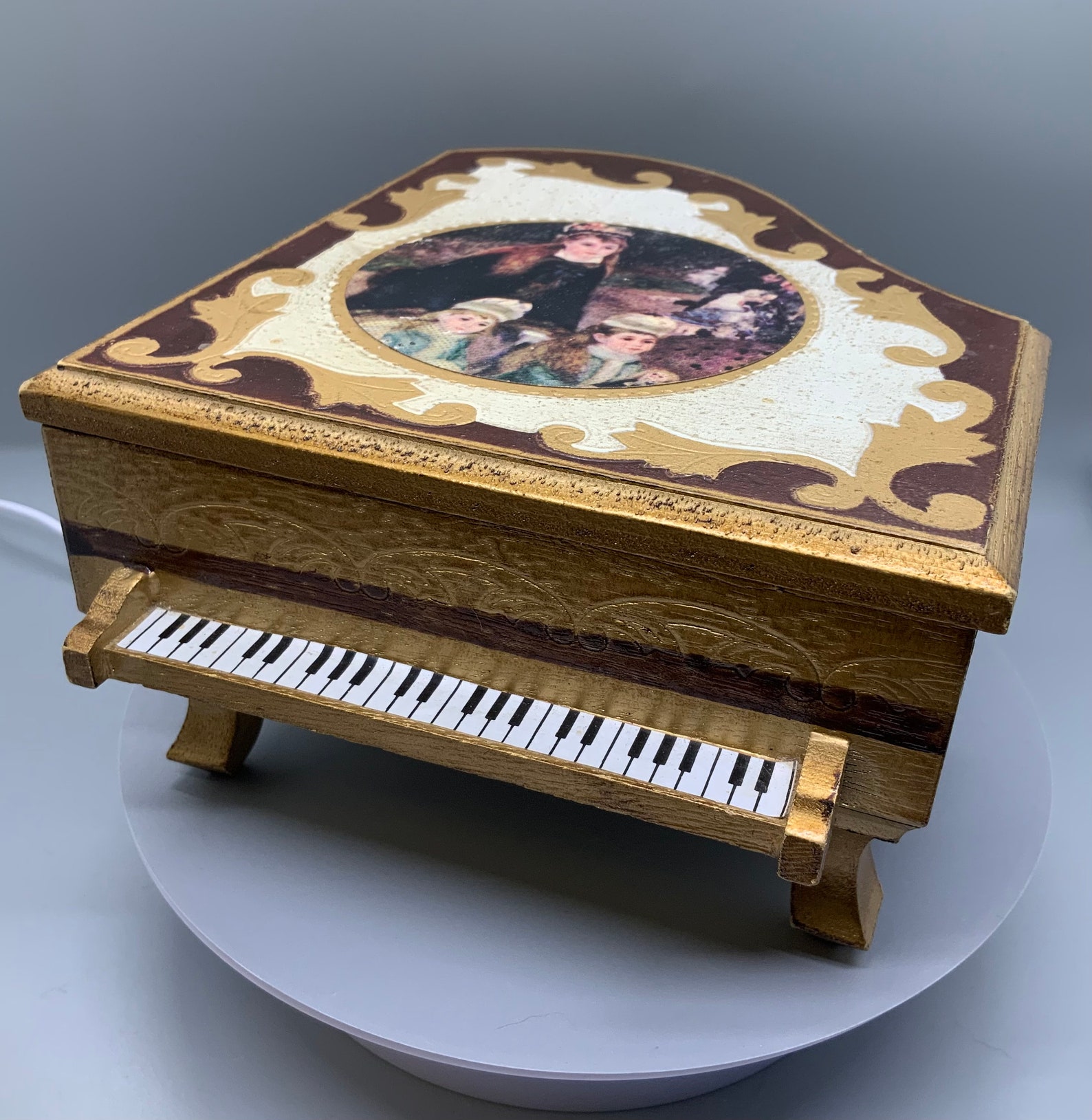 Vintage Florentine Style Wood Piano Shaped Jewelry Box and Music Box - Etsy