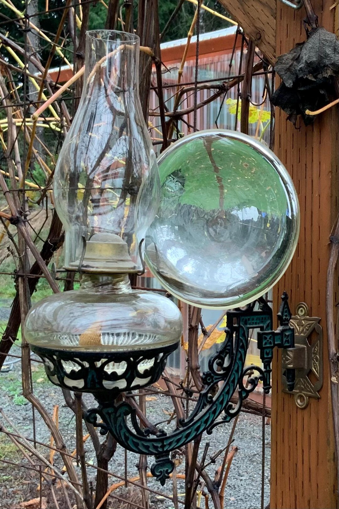 Antique Victorian Oil Lamp, Cast Iron Swing Arm, Glass Reflector - Etsy