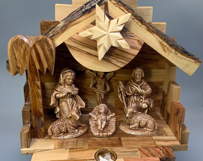 Musical Holy Manger, Nativity Scene From Solid Olive Wood - Etsy