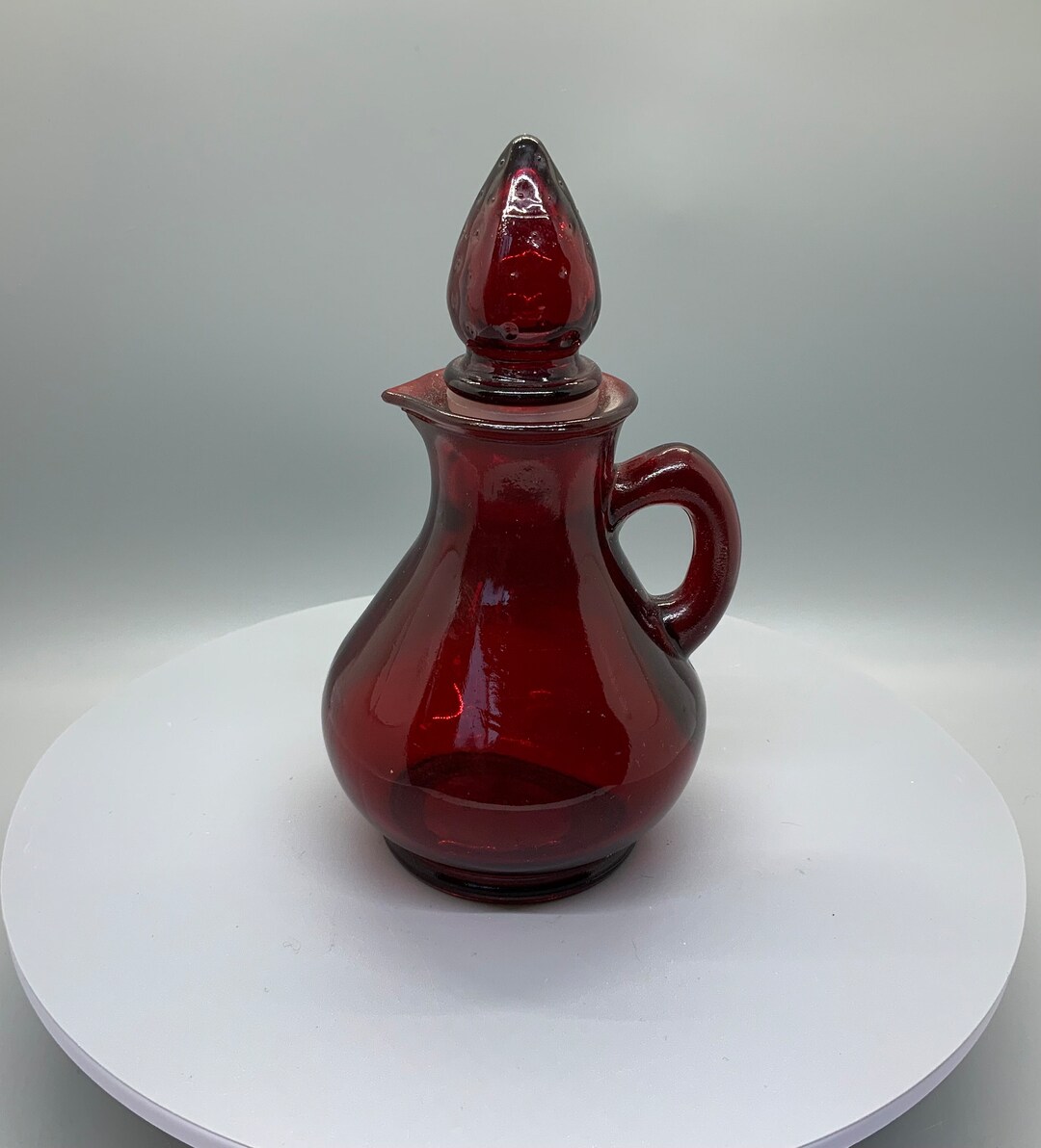 Vintage Ruby Red Cruet With Stopper - Etsy
