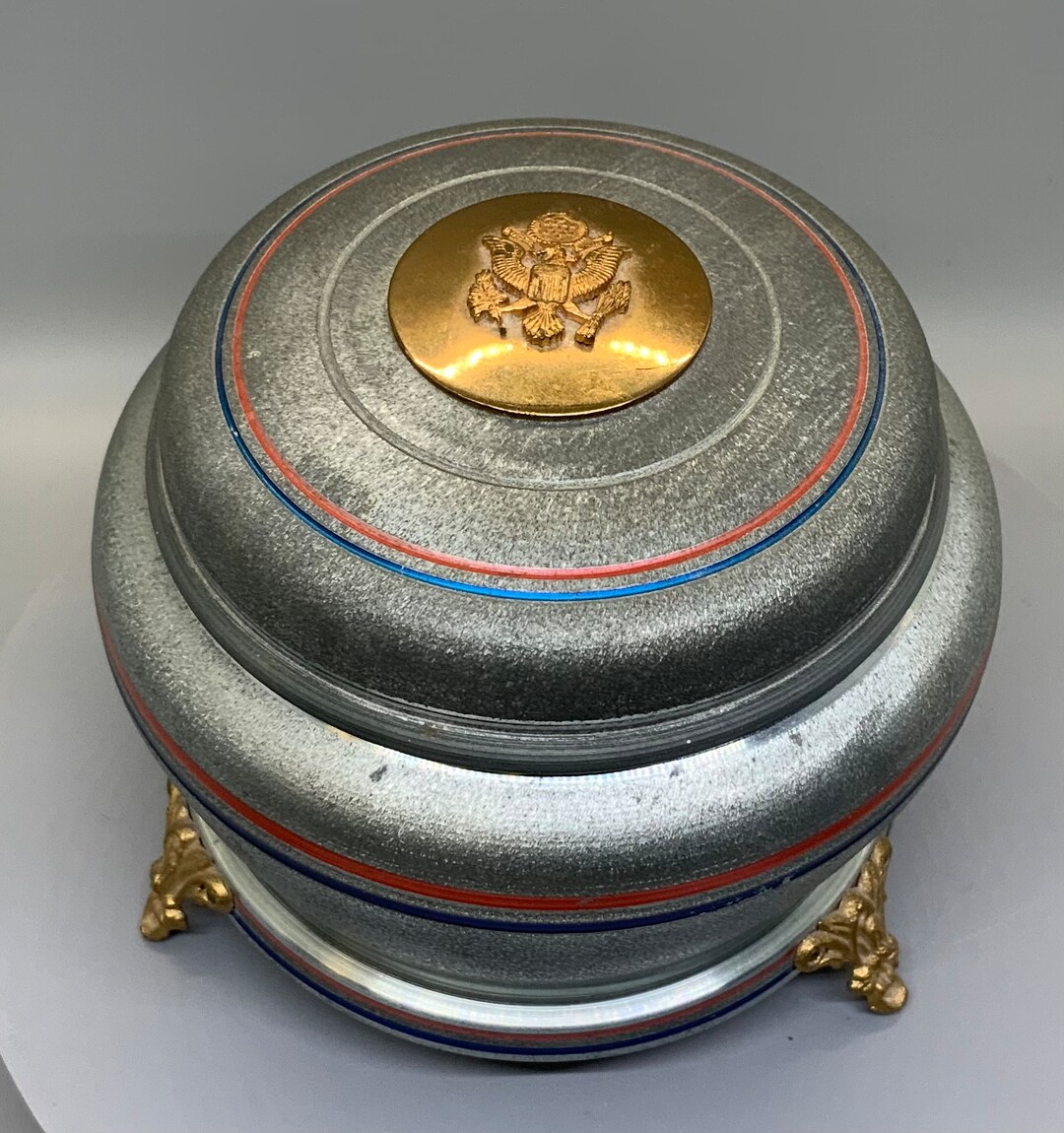 Vintage United States Army Motif Musical Box-powder Puff Box - Etsy
