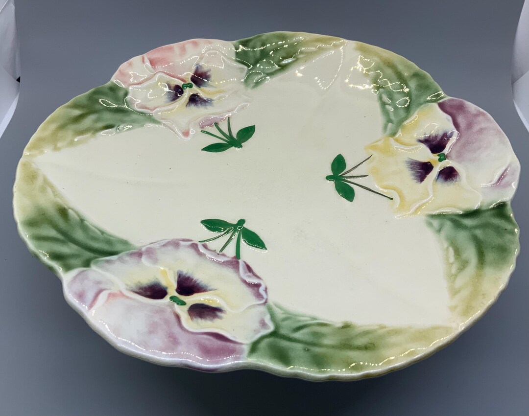Set of Six Vintage Hand-painted Pansy Plates, Italy-portugal Style ...