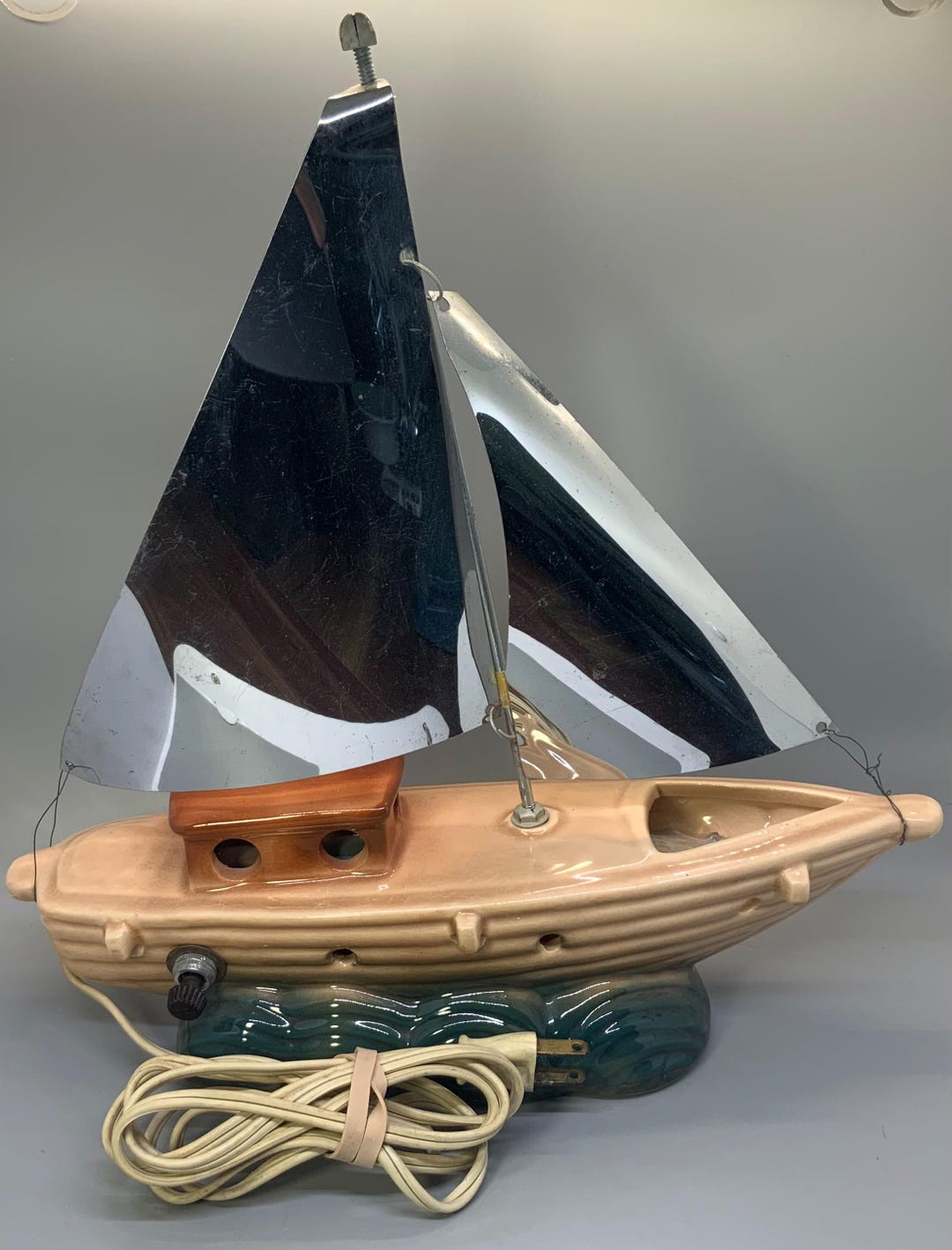 Vintage Sailboat Desk Lamp With Tall Silver Metal Sails - Etsy