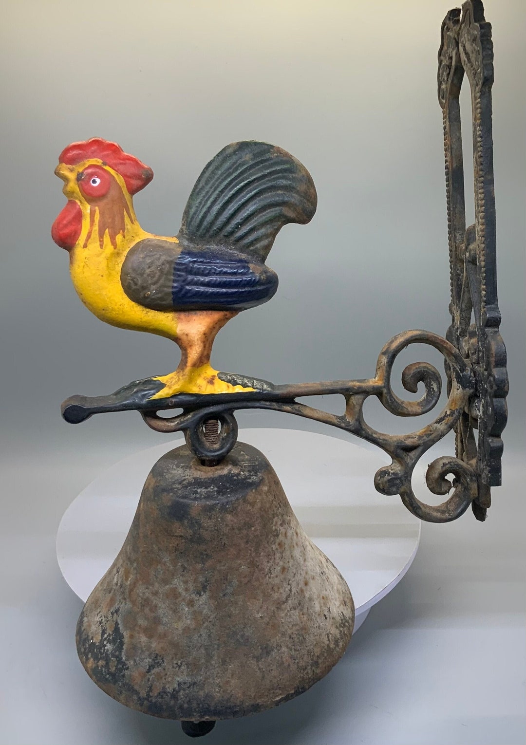 Vintage Cast Iron Rooster Bell With Hanging Bracket - Etsy