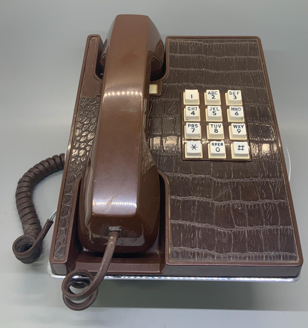 Vintage Western Electric Brown Push Button Phone With Faux Alligator ...