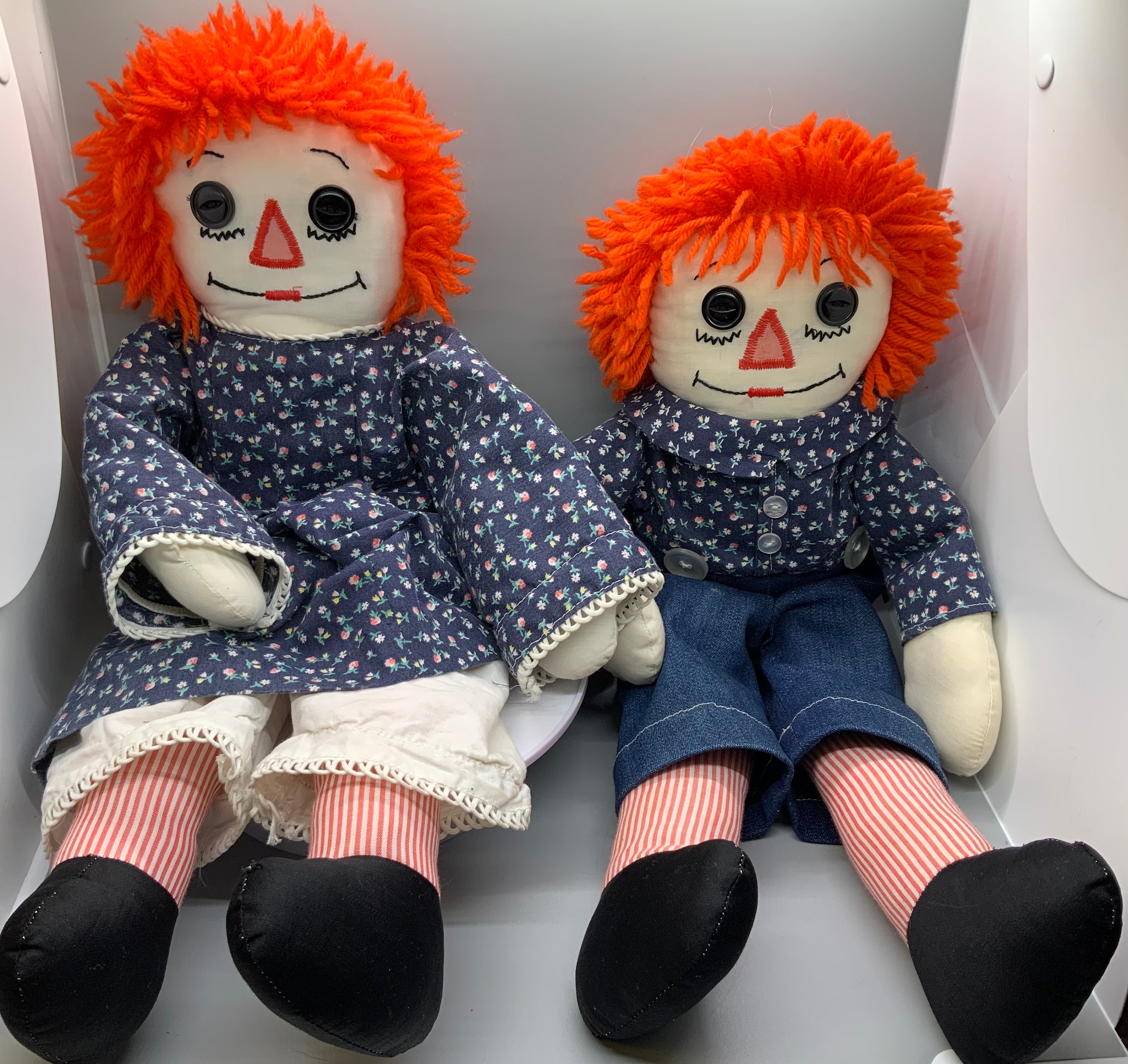 Large Hand Made Vintage Rag Dolls, Handmade Raggedy Ann and Andy Dolls ...