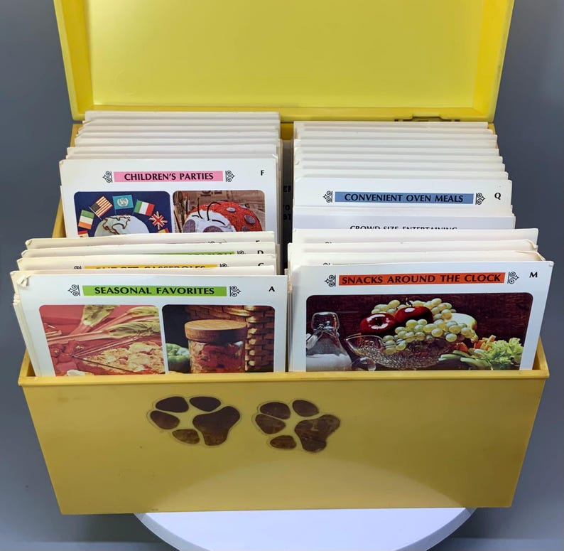 Vintage Betty Crocker Recipe Box With Recipe Cards, Retro Yellow ...