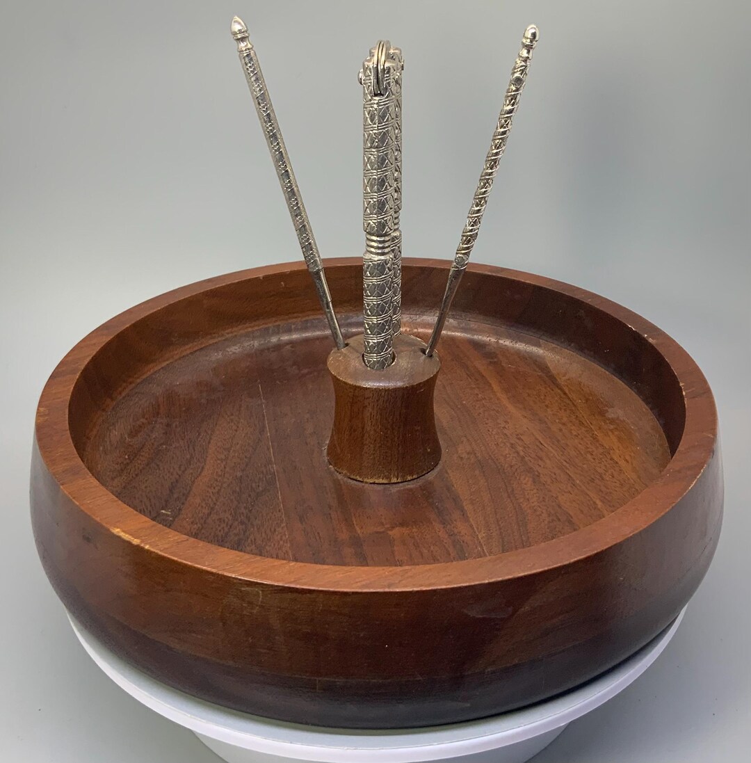 Vermillion Real Solid Walnut Vintage Nutcracker Bowl With Tools - Etsy