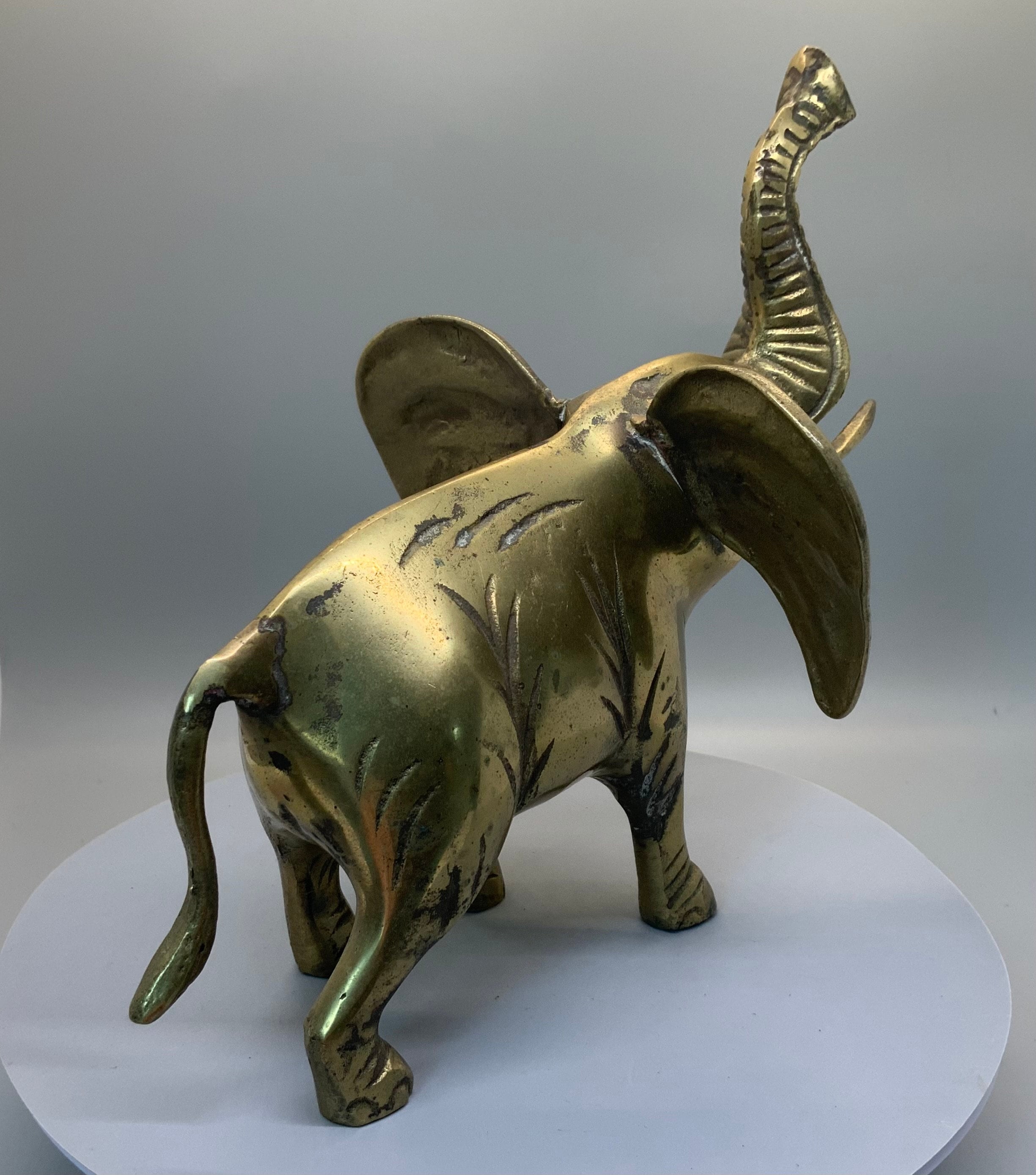 Vintage Brass Elephant Statue - Etsy