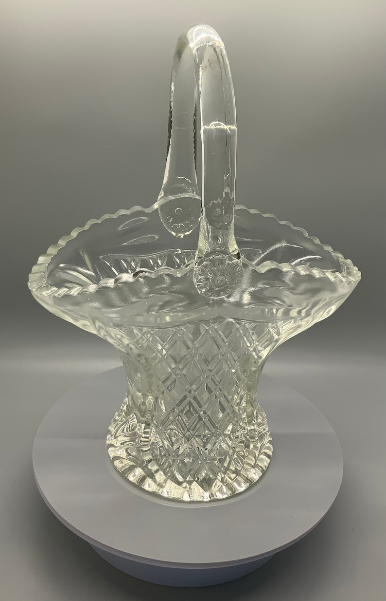 Vintage Cut Crystal Glass Basket With Handle - Etsy