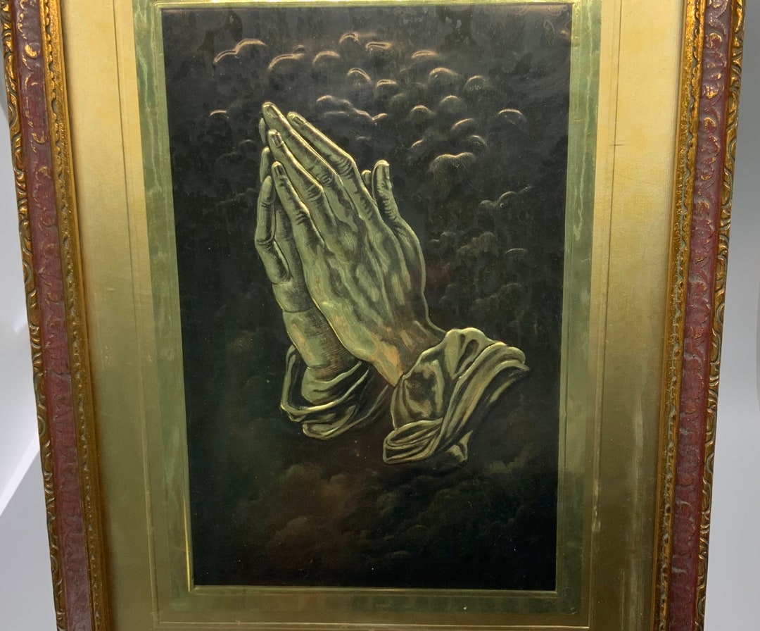 Vintage Copper Praying Hands Lithograph Framed Wall Hanging - Etsy