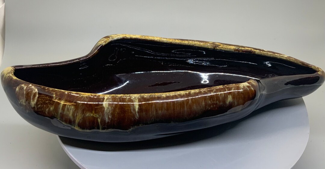 Mid Century Modern, Japan Redware With Brown Drip Glaze Pottery Dish - Etsy