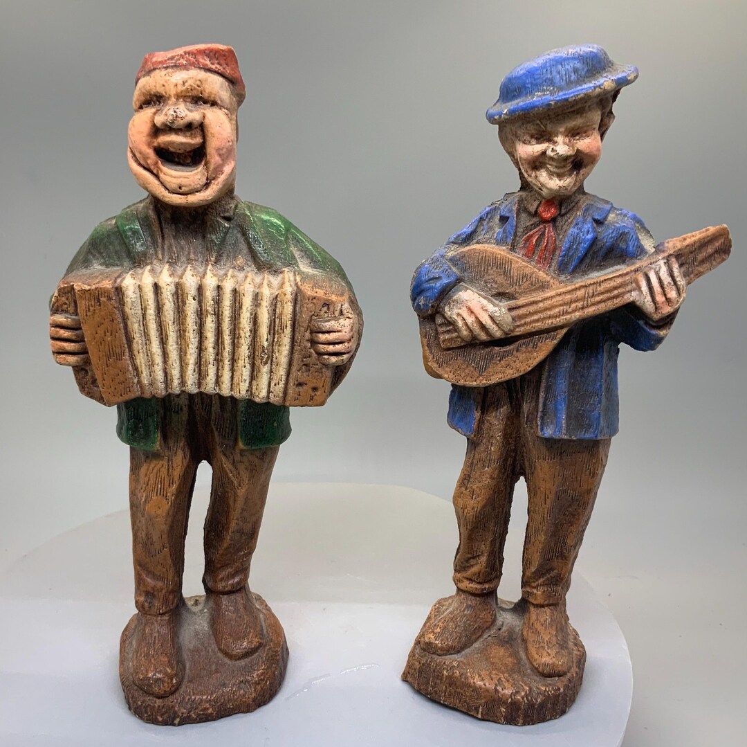 Antique Syroco Musical Hobo Figurines, Accordion and Mandolin Players ...
