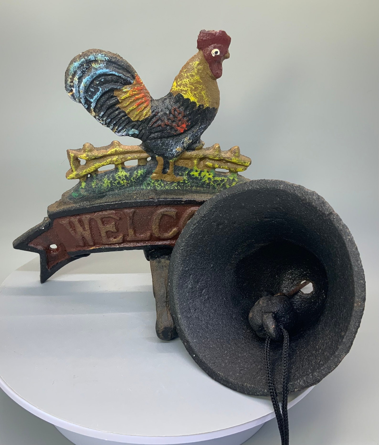 Vintage Iron Rooster and Bell With “welcome” Sign Door Bell - Etsy