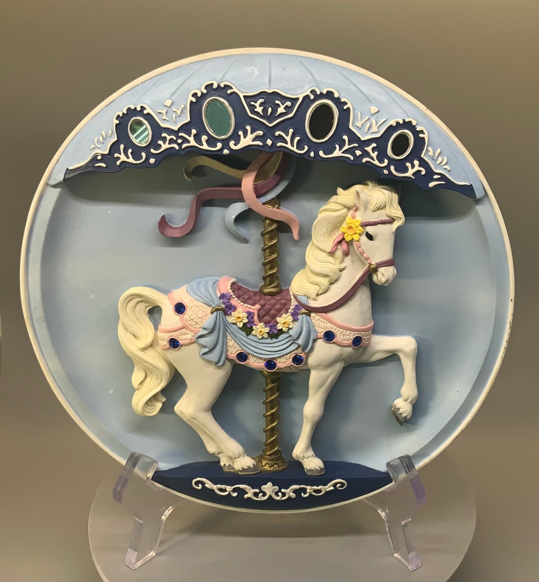 Musical Carousel Horse Plate “sweet Stander” From Bradford Exchange - Etsy