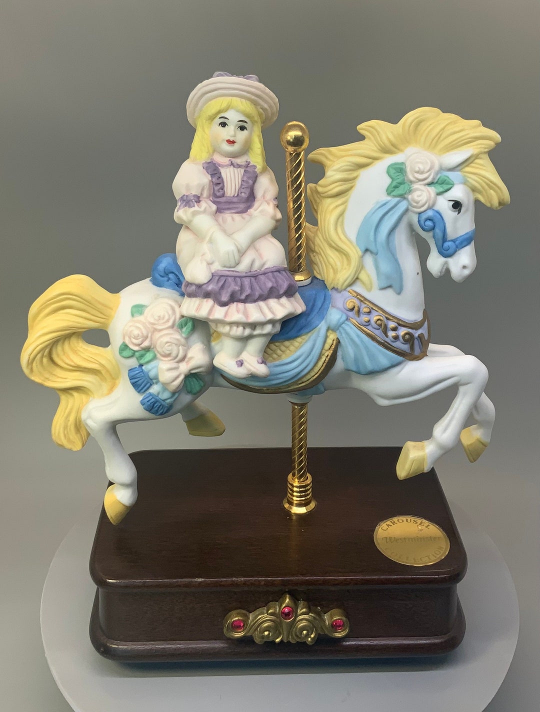Westminster Connection Music Box Moving Carousel Horse and Girl - Etsy
