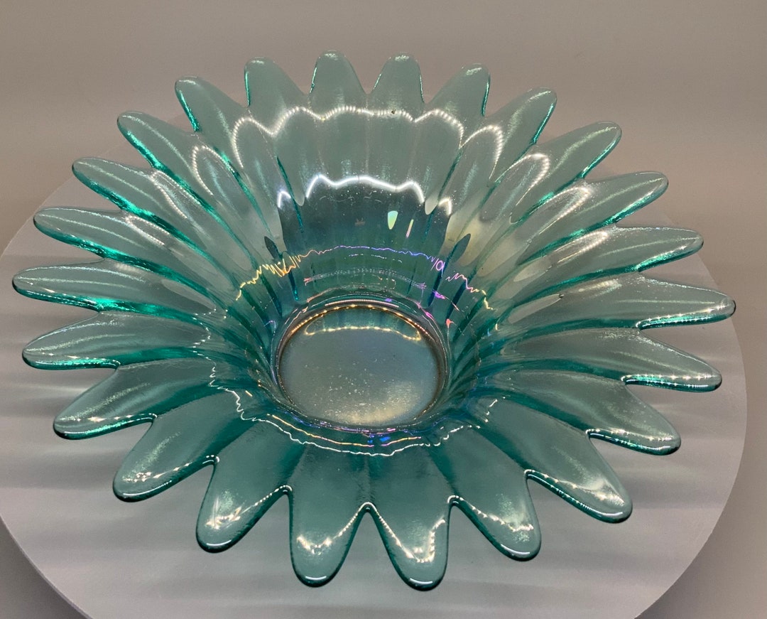 Vintage Blue Carnival Glass Daisy Candy Dish - Etsy