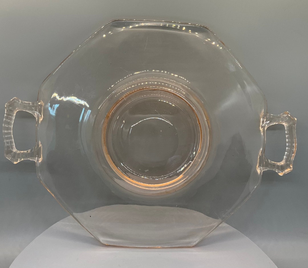 Two Handled Octagonal Pink Depression Plate - Etsy