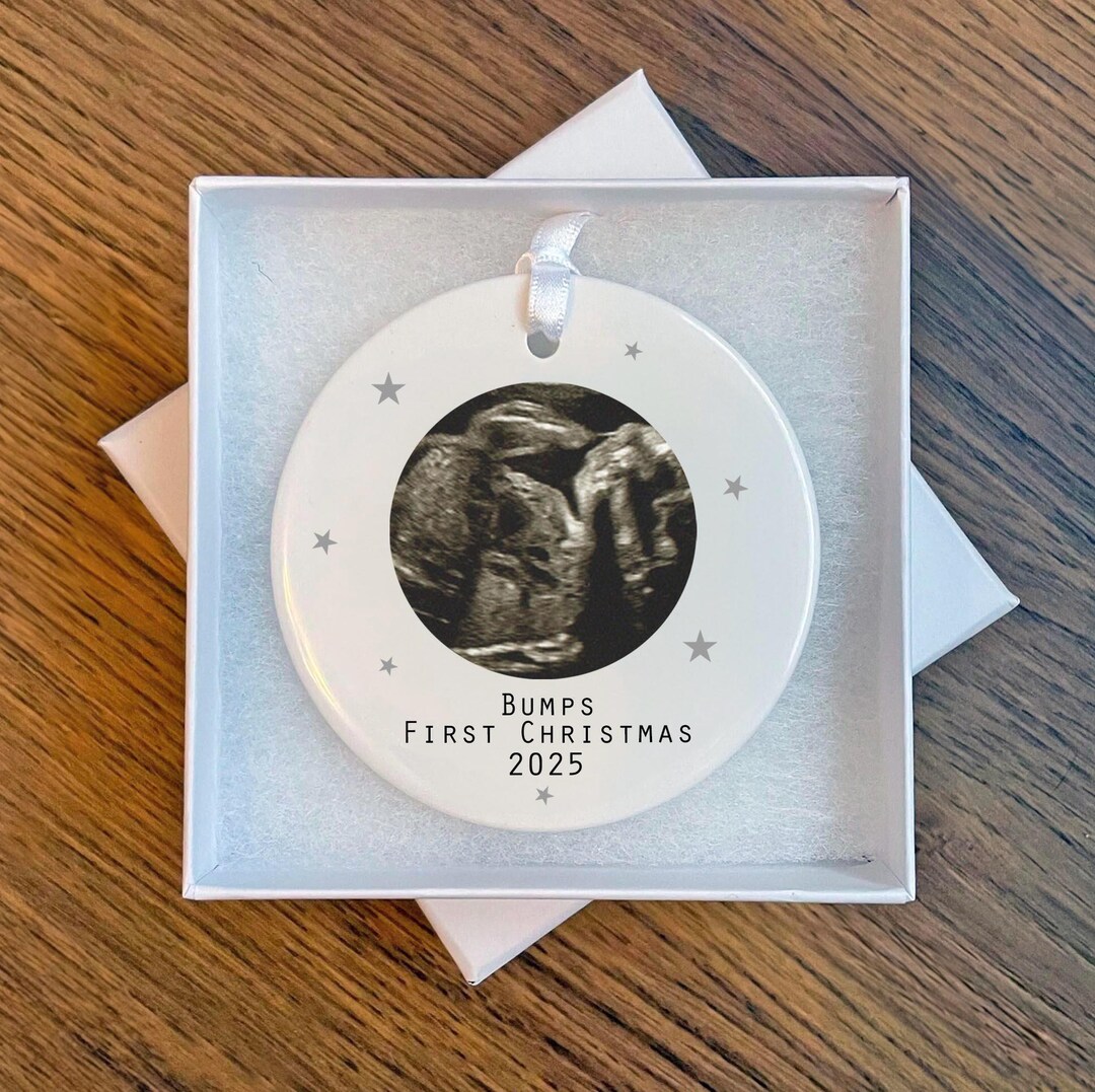 Personalised Baby Scan Christmas Tree Bauble , Bumps First Christmas ...