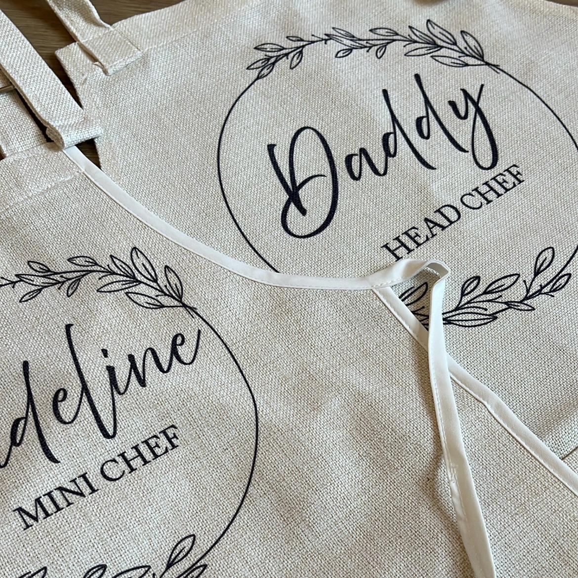 Personalised Daddy and Child Cooking Matching Aprons - Dad and Son Chef ...