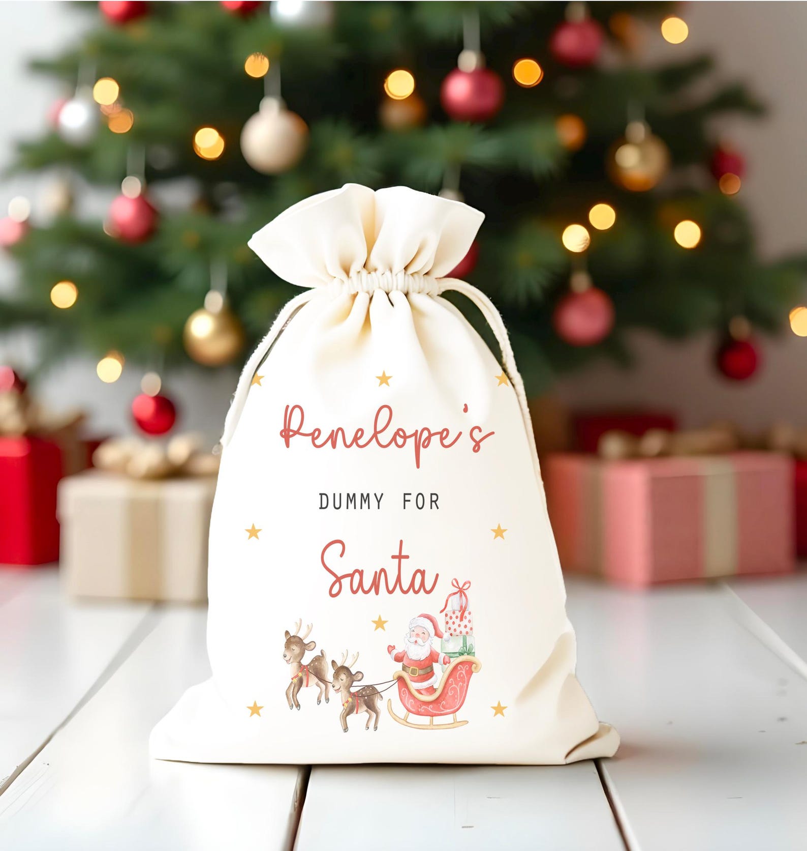 Personalised Christmas Dummy for Santa Small Bag Gift Christmas Eve Box ...