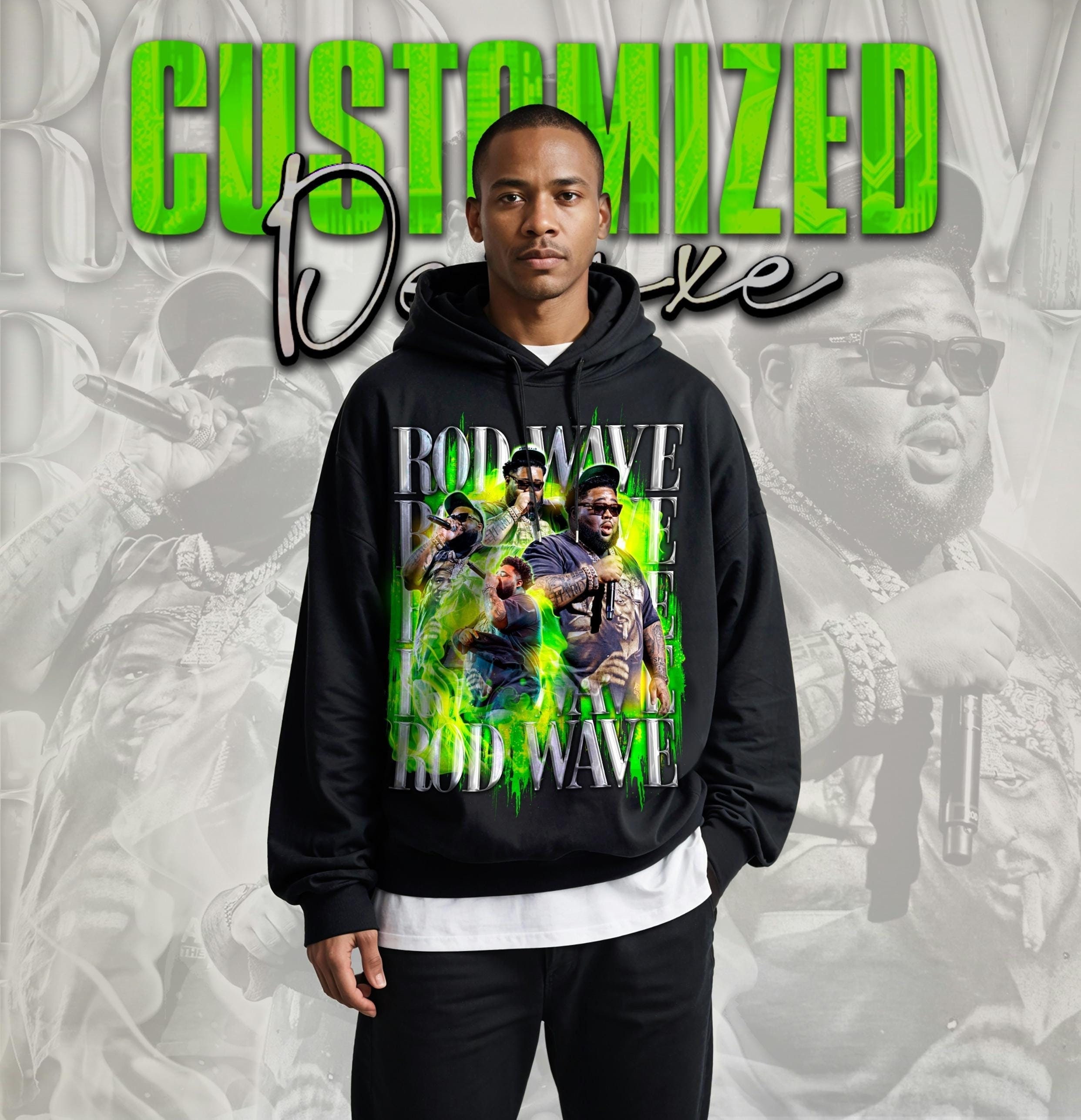 Rod Wave Png Green Version - Rod Wave Shirt - Vintage Bootleg Rod Wave ...