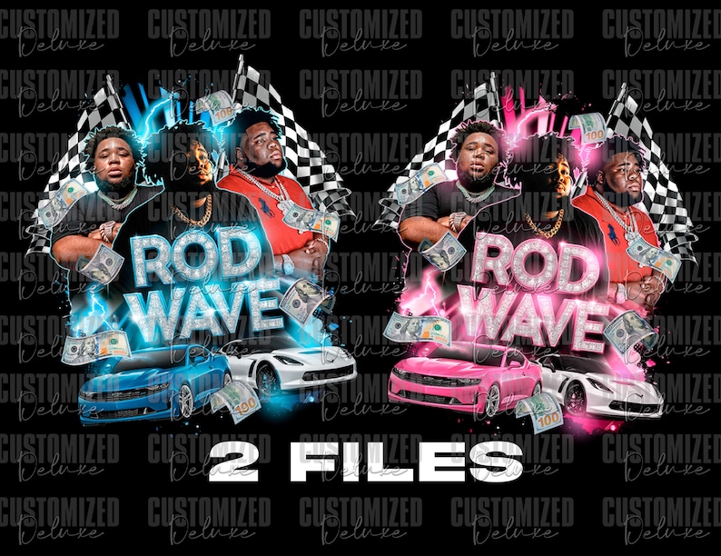 2 Files Rod Wave Png Pink and Blue - Rod Wave Shirt - Vintage Bootleg ...