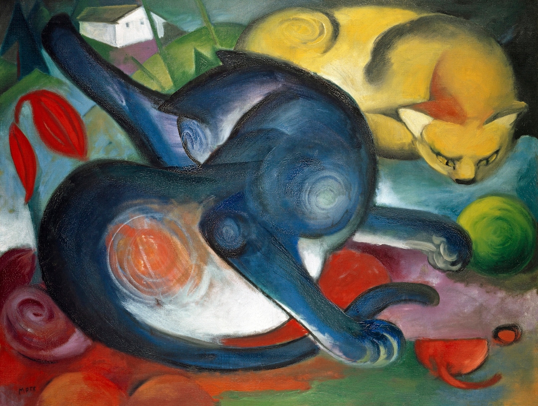 Franz Marc - Two Cats, Blue and Yellow (1912) - Expressionism - Cubism ...