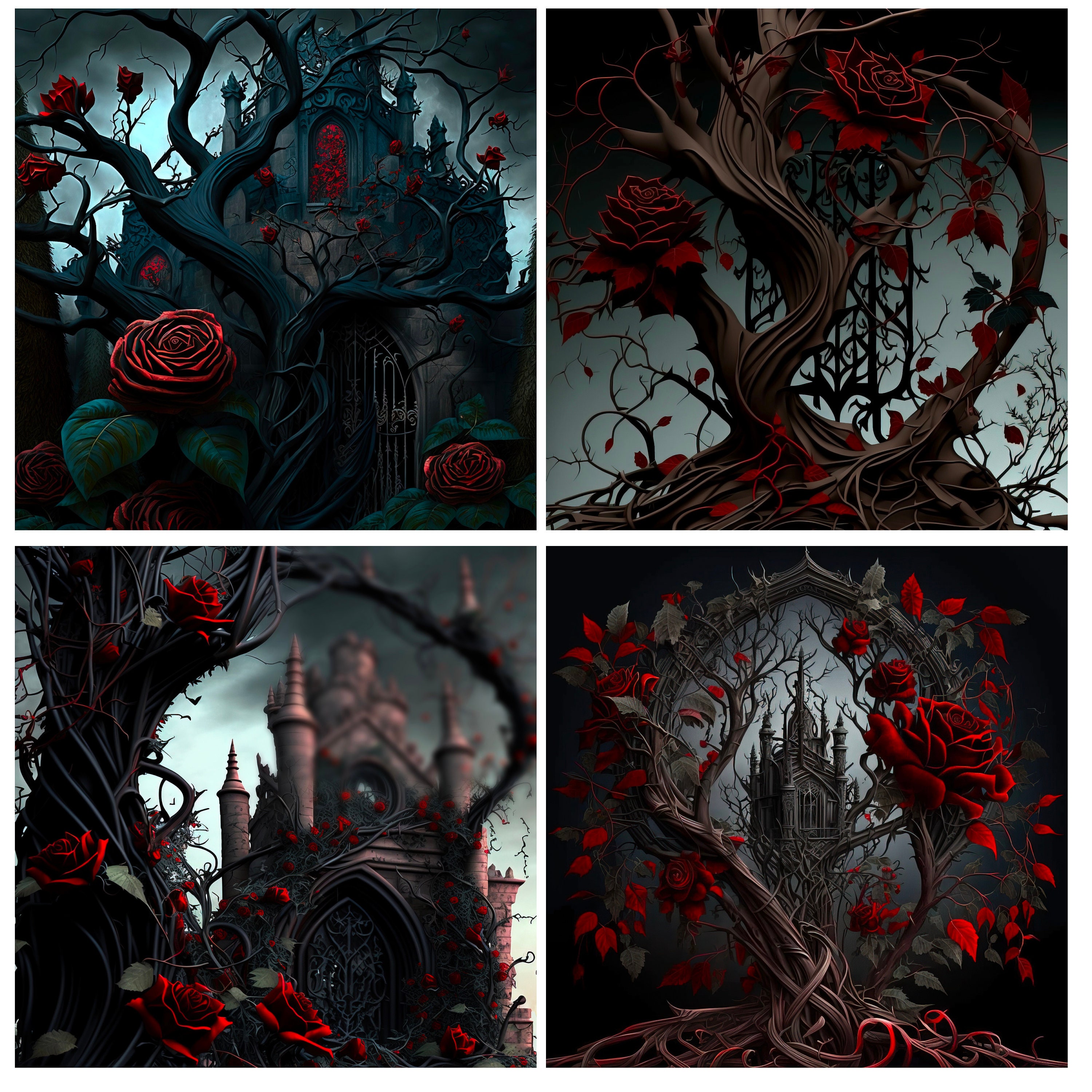 Gothic Rose Garden Gothic Journal Paper Rococo Fantasy Paper - Etsy