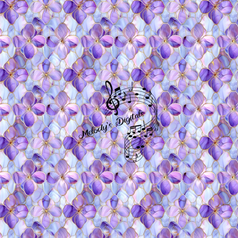 Lilacs Stained Glass Digital Paper, Iridescent Printable Texture ...