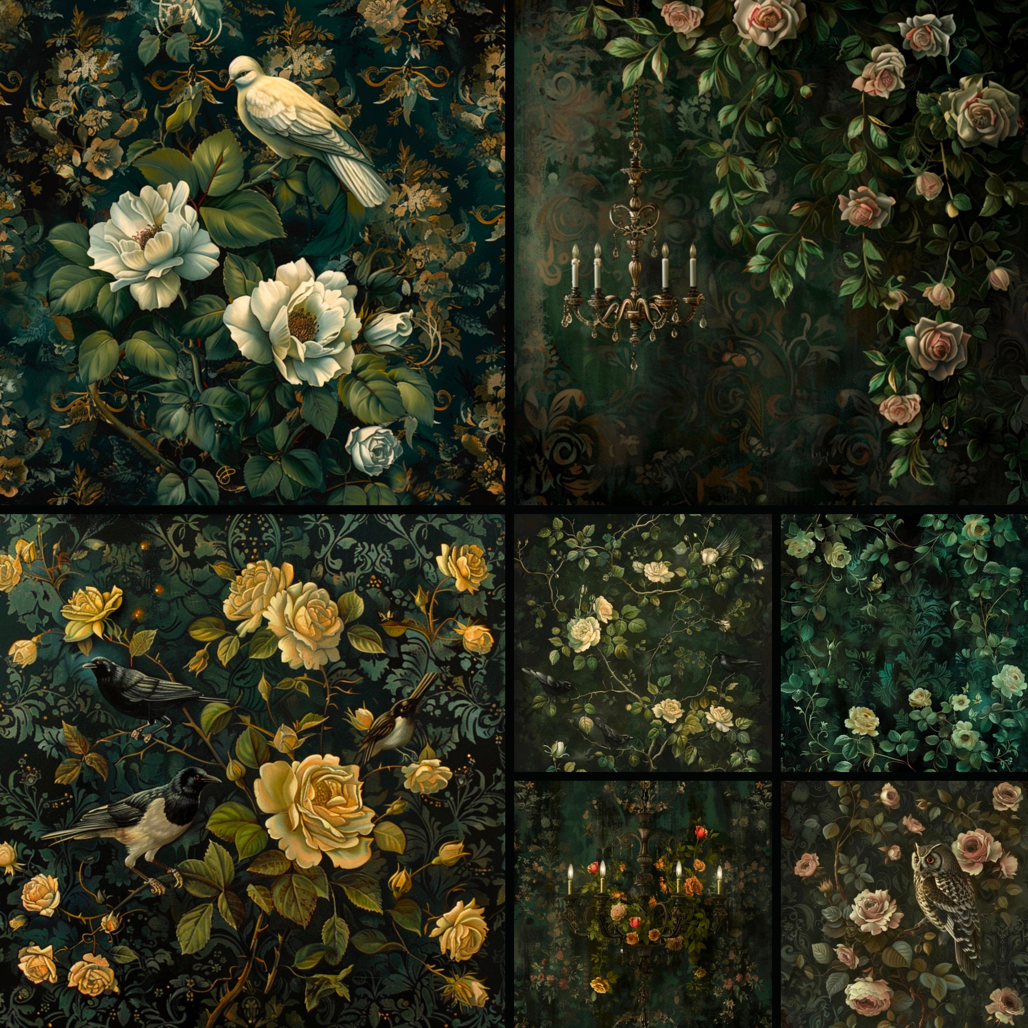 Gothic Rococo Digital Paper, Journal Paper Not Seamless Background ...