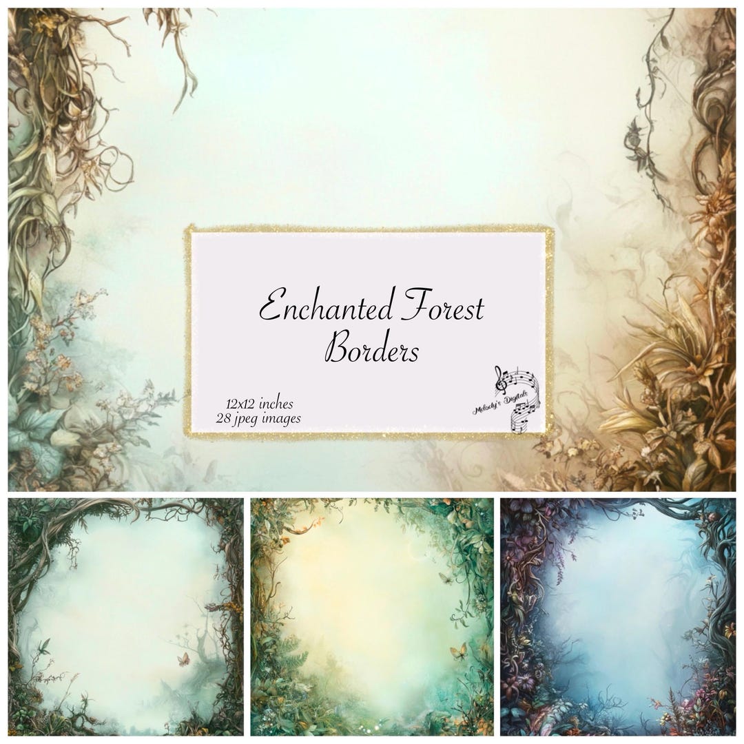 Enchanted Forest Digital Paper, Gothic Journal Page Borders (digital ...