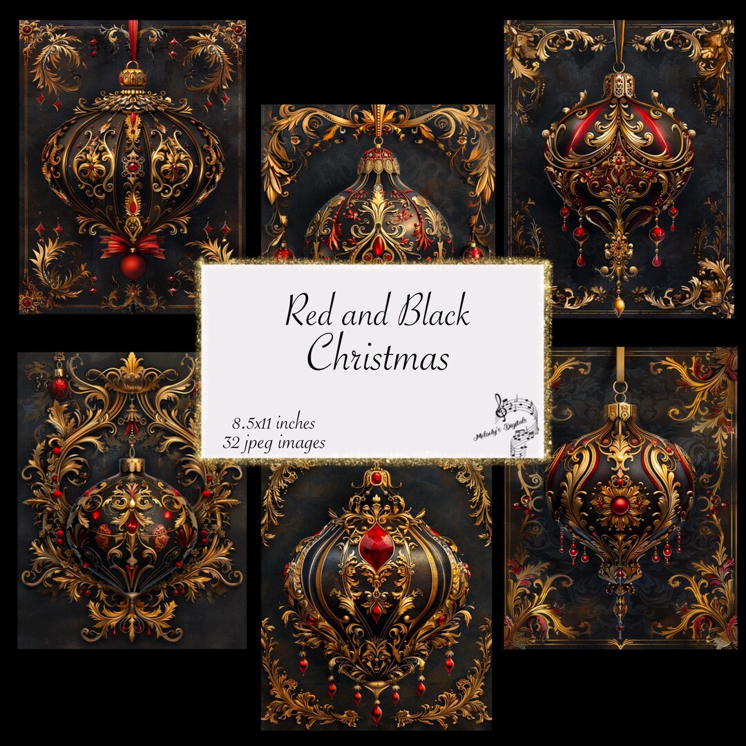 Red and Black Christmas Digital Paper Christmas Background Christmas ...