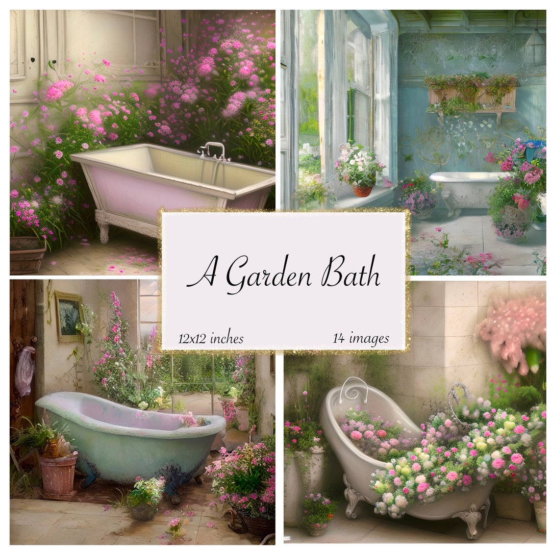 A Garden Bath Journal Paper,junk Journal Pages 12x12x Paper Instant ...