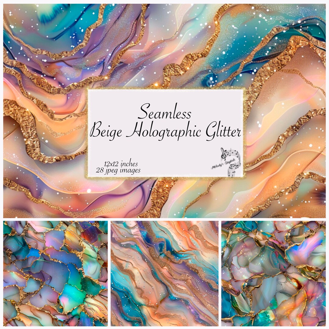Beige Glam Digital Paper, Holographic Journal Paper, Glitter ...