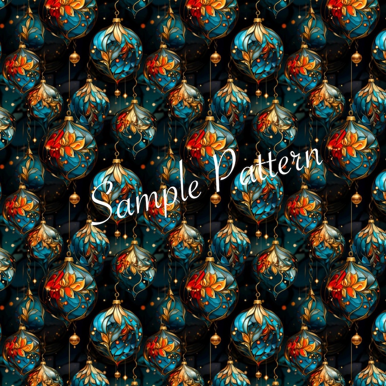 Stained Glass Christmas Digital Paper, Seamless Stained Glass Christmas ...