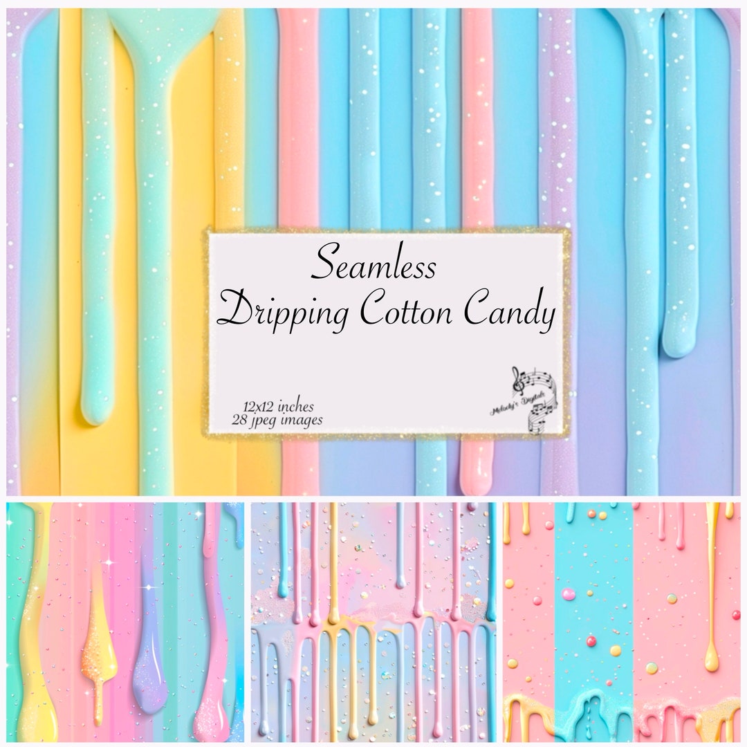 Cotton Candy Glitter Drip, Liquid Dripping Glitter Digital Paper ...