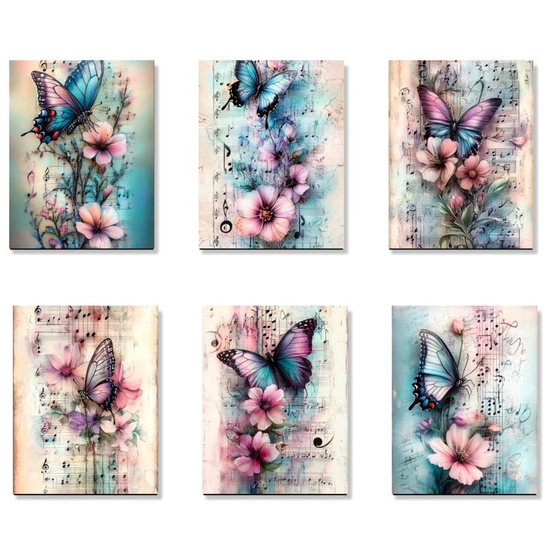 Musical Butterflies Sheet Music Junk Journal Kit, Musical Ephemera ...