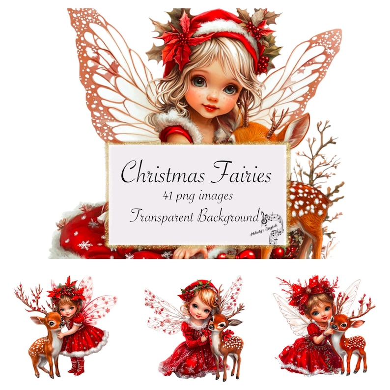 Christmas Fairies Clipart Bundle, Fantasy PNG Images (digital Download ...