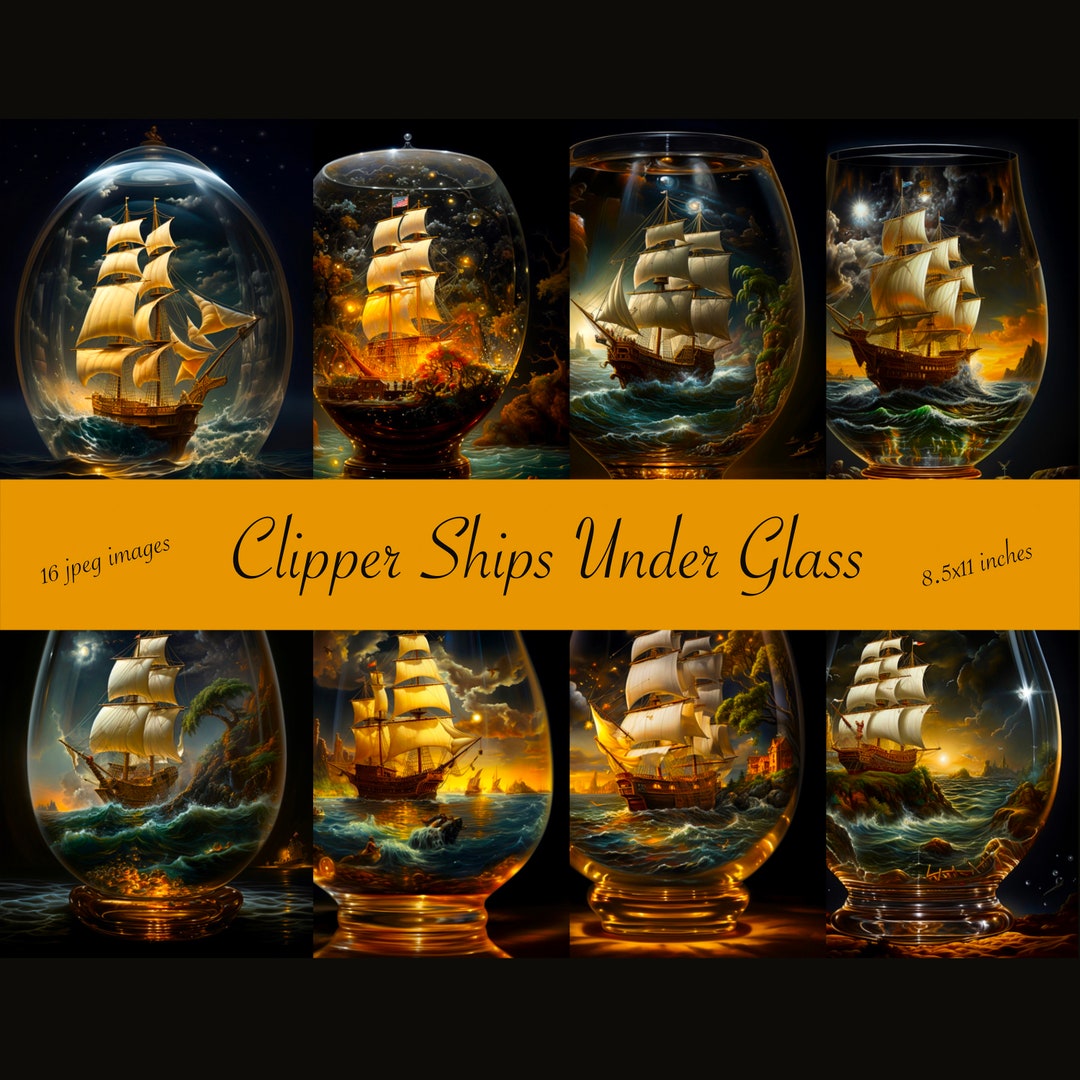 Clipper Ships Under Glass Junk Journal Paper Scrapbooking Kit Vintage ...