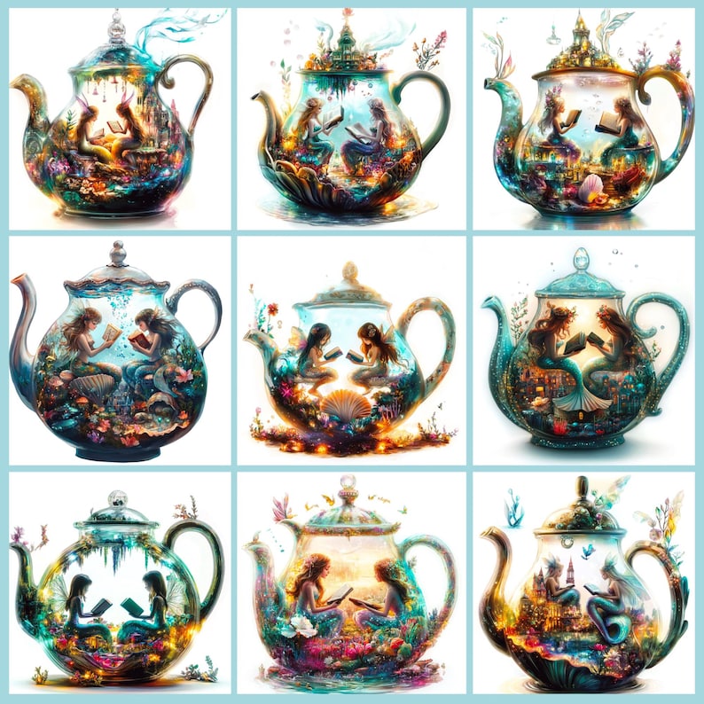 Fairy Mermaid Teapot Digital Paper, Fantasy Designs (PNG) - Etsy