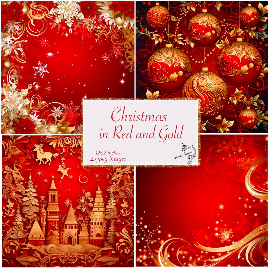 Christmas in Red and Gold Holiday Paper Journal Paper Christmas Journal ...