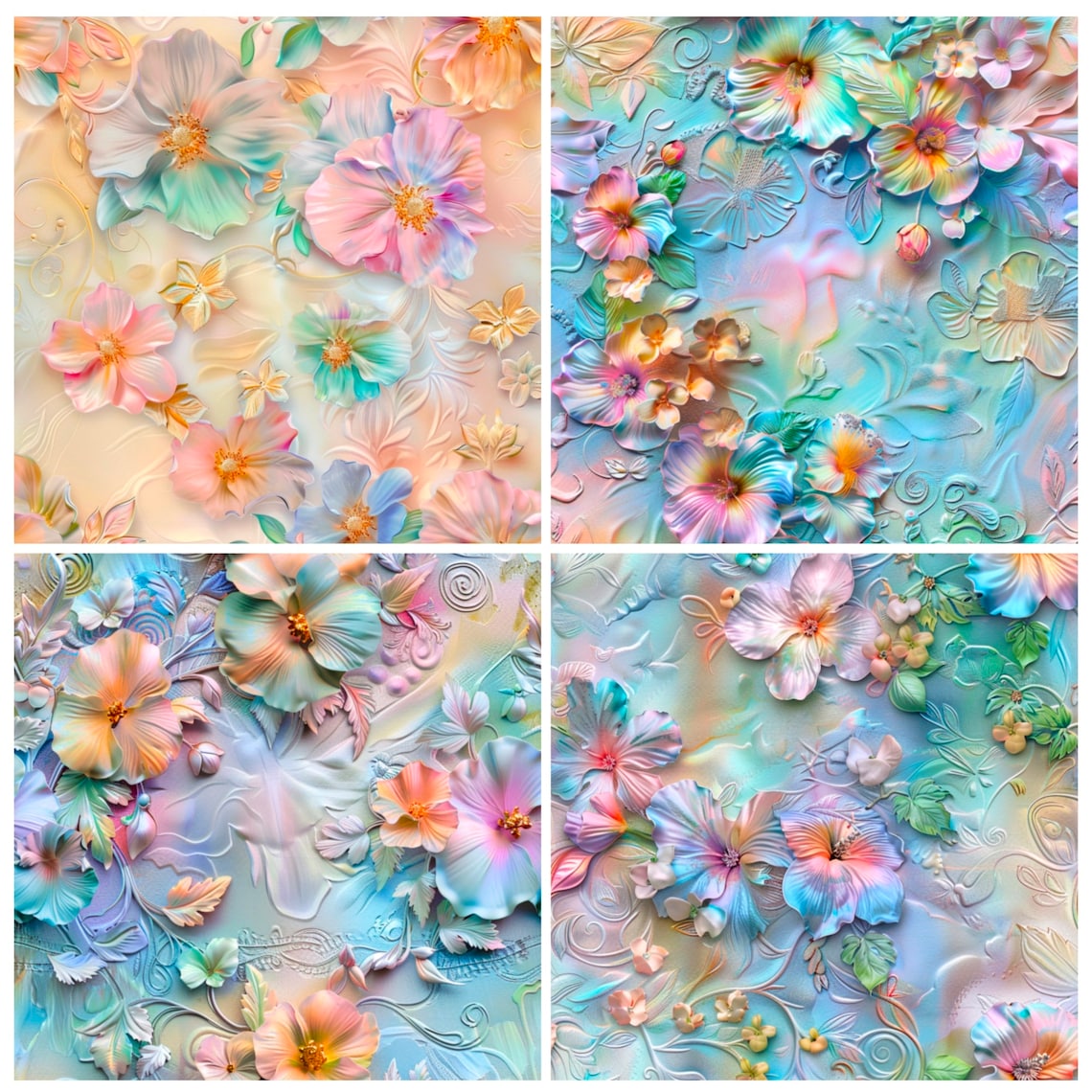 Watercolor Pastel Flower Digital Paper, Seamless Floral Pattern ...