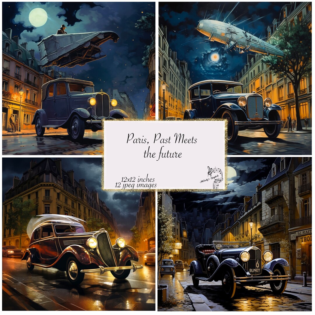 Vintage Cars Journal Paper, Junk Journal Paper, Digital Paper ...