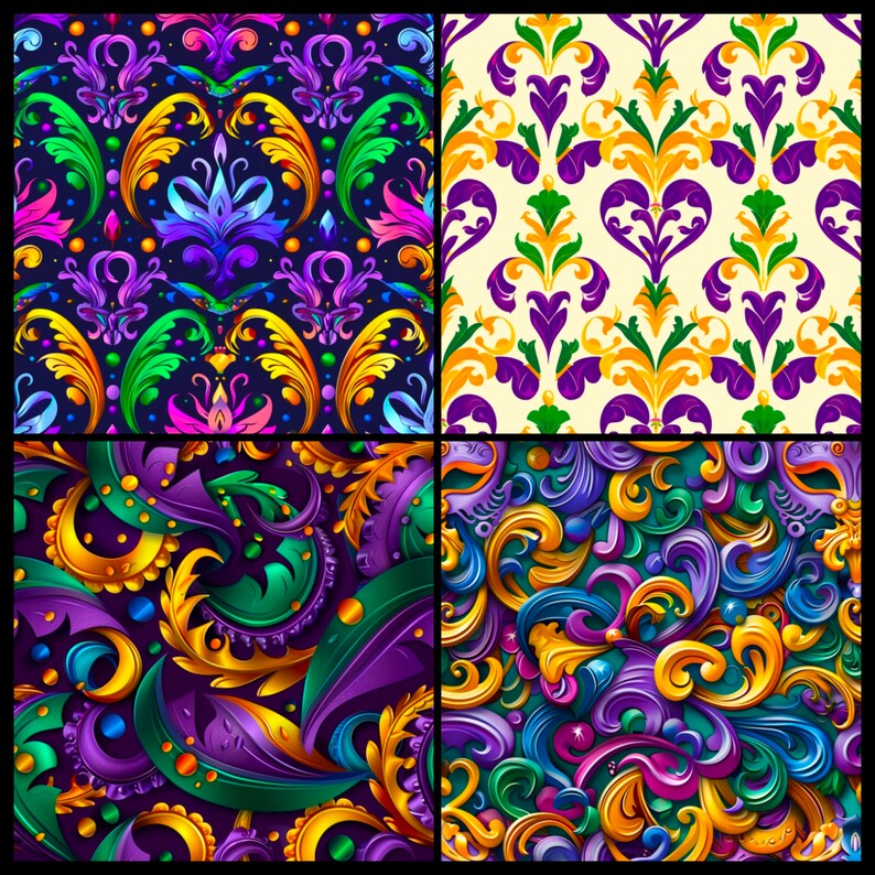 Mardi Gras Seamless Digital Paper, Carnival Pattern (digital Download ...