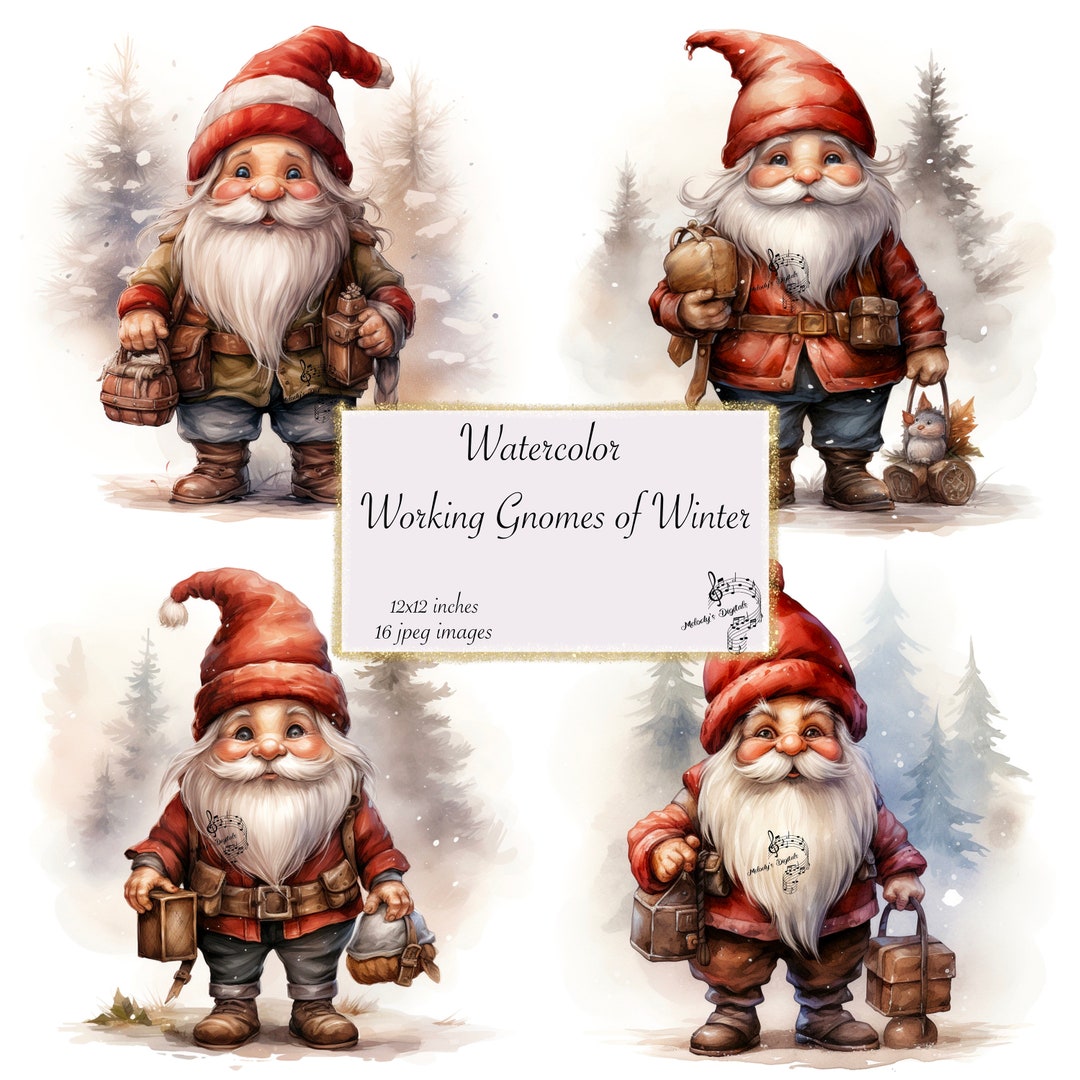 Watercolor Working Gnomes of Winter Journal Paper Watercolor Junk ...