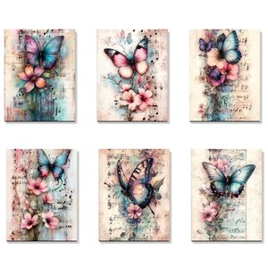 Musical Butterflies Sheet Music Junk Journal Kit, Musical Ephemera ...