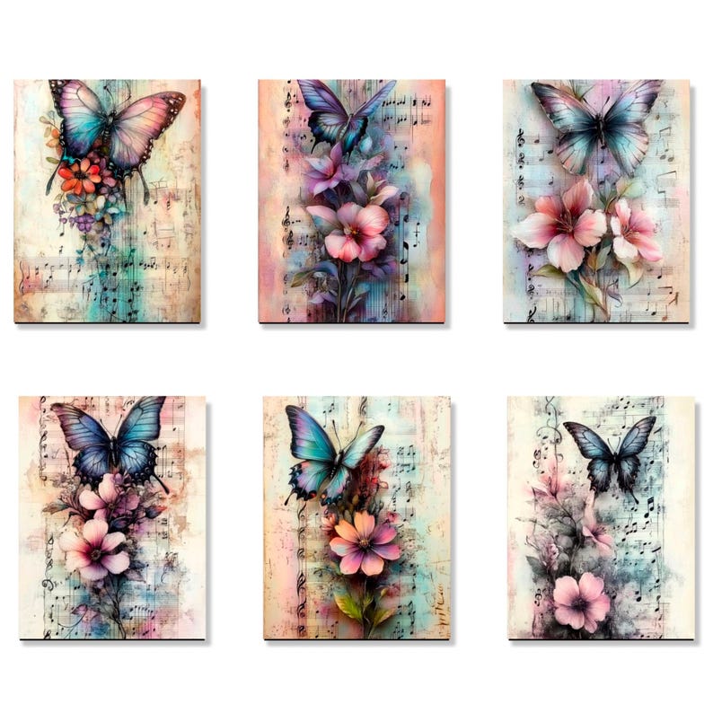 Musical Butterflies Sheet Music Junk Journal Kit, Musical Ephemera ...